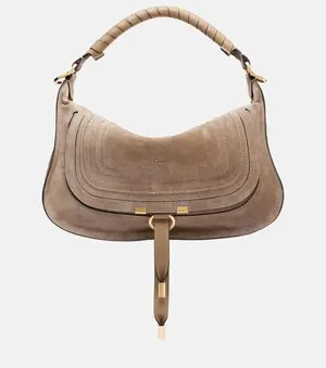 Chloé Marcie Small Suede Shoulder Bag - Beige