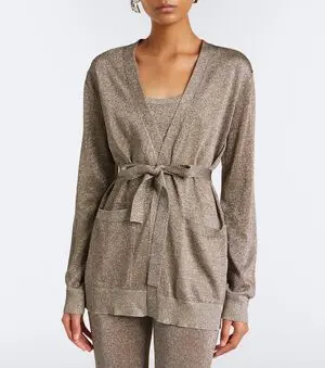 Missoni Knitted Lamé Wrap Cardigan - Brown