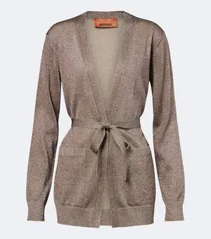 Missoni Knitted Lamé Wrap Cardigan - Brown