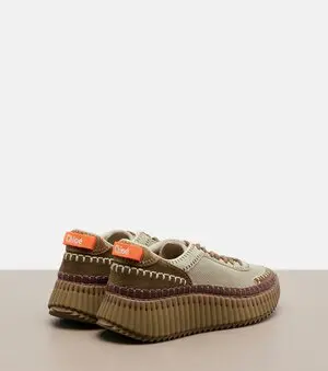 Chloé Nama Platform Sneakers In Cinnamon Brown - Green