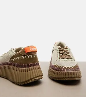Chloé Nama Platform Sneakers In Cinnamon Brown - Green