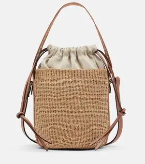 Chloé Woody Small Raffia Bucket Bag - Beige