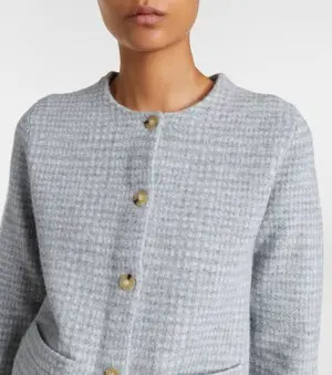 Vince Checked Wool And Cashmere Cardigan