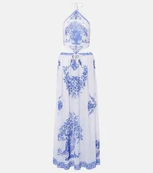 BANANHOT Riley Printed Cotton Maxi Dress - Blue
