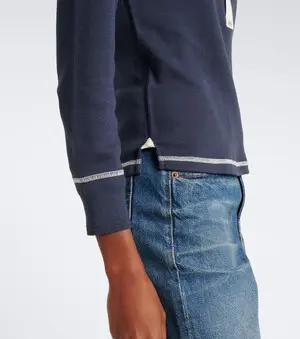 Chloé Ribbed-knit Cotton Jersey Henley Shirt - Blue