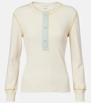 Chloé Ribbed-knit Cotton Henley Shirt - White