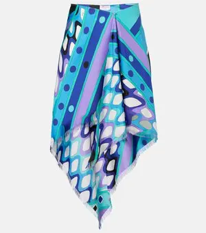 Emilio Pucci Silk Twill Midi Skirt - Blue