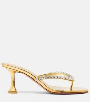 Amina Muaddi Gigi Embellished Leather Thong Sandals - Gold