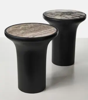 101 COPENHAGEN Trumpet Tall Travertine Side Table