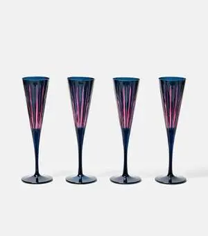 L'Objet Prism Set Of 4 Champagne Flutes - Blue
