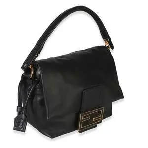 Fendi Nappa Mamma Baguette Shoulder Bag - Black