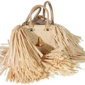 Schiaparelli Natural Raffia Triple Anatomy Jewelry Bag