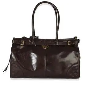 Prada Prada Shiny Nappa Shoulder Bag Brown