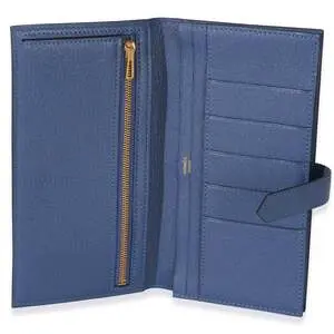 Hermès Bleu Brighton Chevre Mysore Bearn Wallet Ghw - Blue