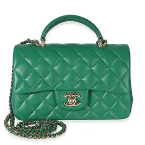 CHANEL Chanel Quilted Lambskin Mini Top Handle Rectangular Flap Bag