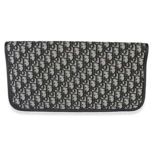 Dior Navy Oblique Canvas Fold Over Clutch - Blue