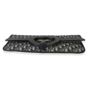 Dior Navy Oblique Canvas Fold Over Clutch - Blue