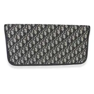 Dior Navy Oblique Canvas Fold Over Clutch - Blue