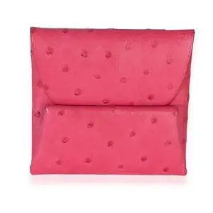 Hermès Rose Tyrien Ostrich Bastia Change Purse - Pink