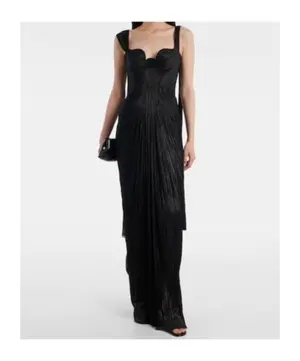 MARIA LUCIA HOHAN Anais Open-back Pleated Silk Mousseline Gown