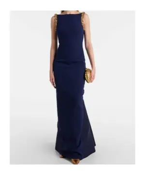 SAFIYAA LONDON Sloane Embellished Crepe Gown