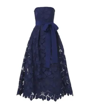 Elie Saab Strapless Lace Gown With Fitted Waist