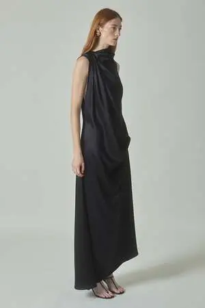 HEIRLOME Heirloom Kate Dress Twisted Draped Silk Satin Midi Dress