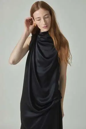 HEIRLOME Heirloom Kate Dress Twisted Draped Silk Satin Midi Dress