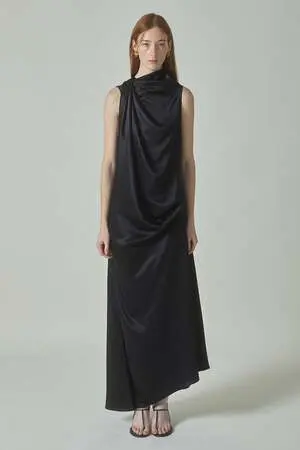 HEIRLOME Heirloom Kate Dress Twisted Draped Silk Satin Midi Dress
