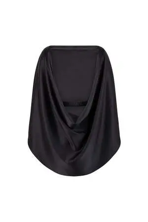 HEIRLOME Anna Top: Double-layer Silk Satin Cape With Cowl Back