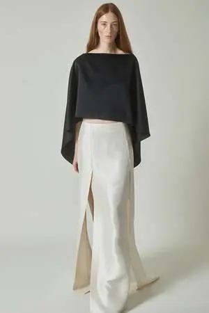 HEIRLOME Anna Top: Double-layer Silk Satin Cape With Cowl Back
