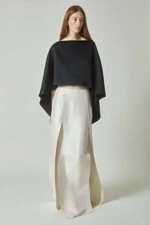 HEIRLOME Anna Top: Double-layer Silk Satin Cape With Cowl Back