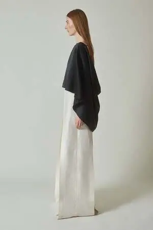 HEIRLOME Anna Top: Double-layer Silk Satin Cape With Cowl Back