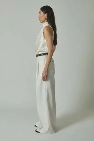 HEIRLOME Kate Twisted Draped Sleeveless Top In Silk Satin - Ivory
