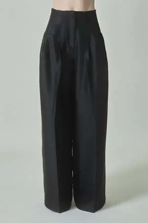 HEIRLOME Condesa Trousers In Shantung - Black