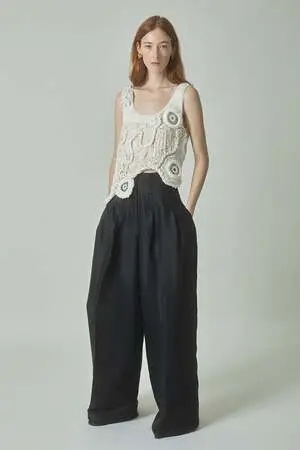HEIRLOME Condesa Trousers In Shantung - Black