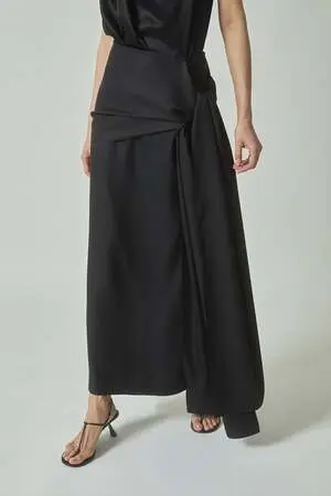 HEIRLOME Helena Midi Skirt In Italian Silk Twill With Versatile Sash
