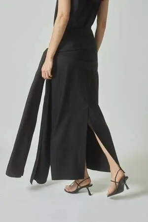 HEIRLOME Helena Midi Skirt In Italian Silk Twill With Versatile Sash