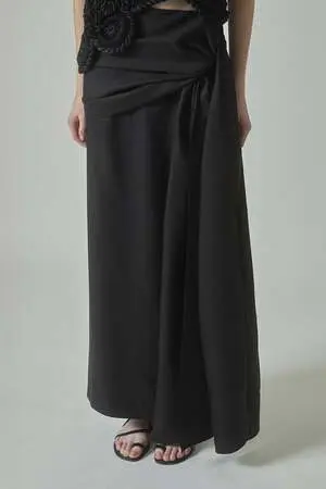 HEIRLOME Helena Midi Skirt In Italian Silk Twill With Versatile Sash