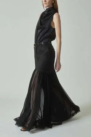 HEIRLOME Angela Skirt In Italian Silk Twill And Chiffon