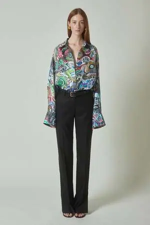 HEIRLOME Oversized Printed Silk Twill Shirt With Artisan Collaboration - Multicolor