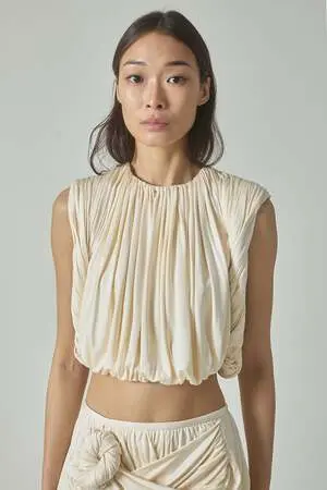 HEIRLOME Effie Cropped Silk Jersey Top Bone