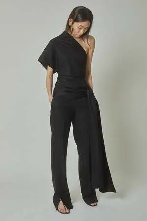 HEIRLOME Petula Trousers In Silk Twill - Black