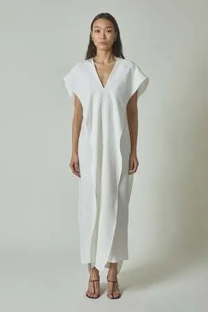 HEIRLOME Bibi Silk Crepe Midi Dress With Cape Effect - Ivory