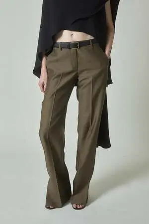 HEIRLOME Petula Trousers In Silk Wool - Olive