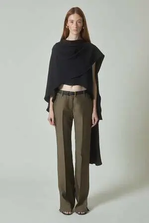 HEIRLOME Petula Trousers In Silk Wool - Olive