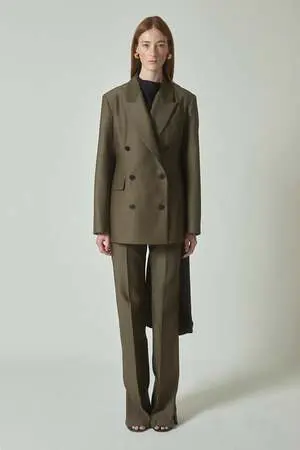 HEIRLOME Estelle Blazer In Silk Wool - Olive