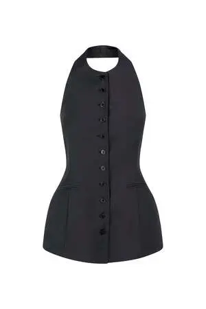 HEIRLOME Lupita Halter Top In Italian Silk And Wool Faille