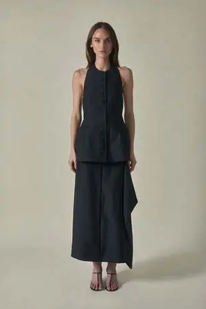 HEIRLOME Lupita Halter Top In Italian Silk And Wool Faille