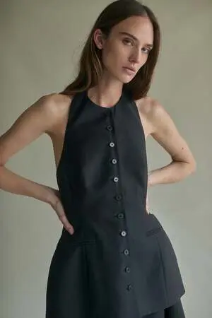 HEIRLOME Lupita Halter Top In Italian Silk And Wool Faille